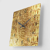 Shiny Gold Alligator Crocodile Skin Wall Clock | Zazzle