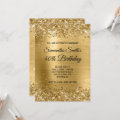 Shiny Gold Glitter Brushed Foil Monogram Birthday Invitation | Zazzle
