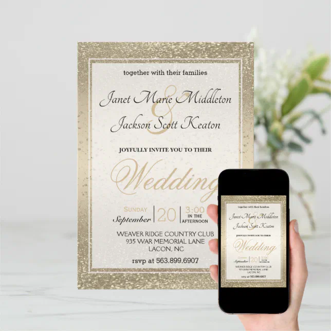 Shiny Gold Glitter Invitation | Zazzle