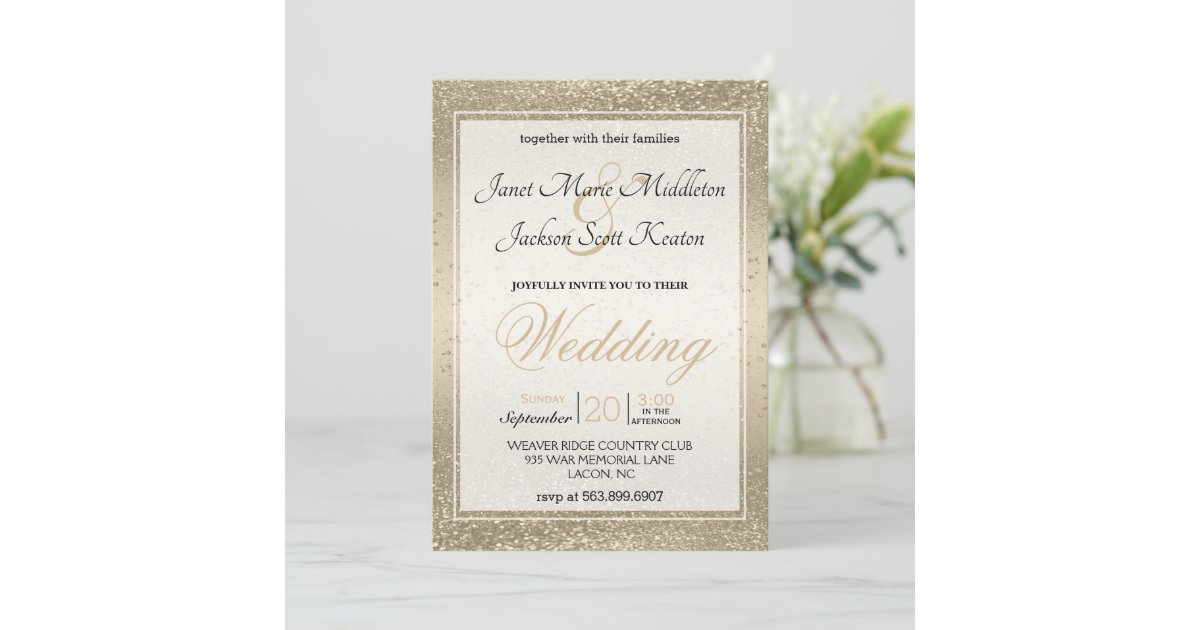 Shiny Gold Glitter Invitation | Zazzle