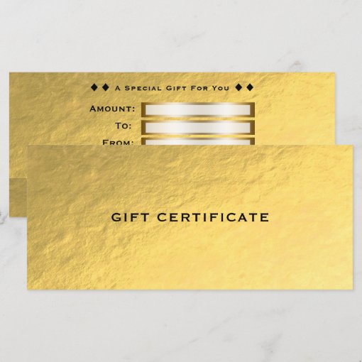 Shiny Gold Golden Ticket Glam Gift Certificate | Zazzle