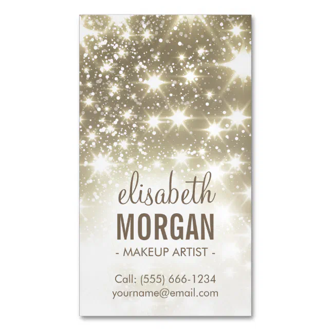 Shiny Gold Sparkles Glamours Magnetic Business Card | Zazzle