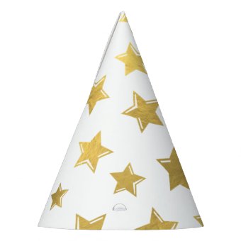 Shiny Gold Stars Party Hat | Zazzle