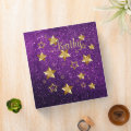 Shiny Gold Stars Purple Glitter Custom Binder | Zazzle