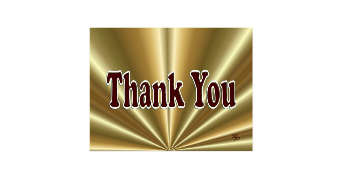 Shiny Gold Thank You Postcard - customize | Zazzle.com