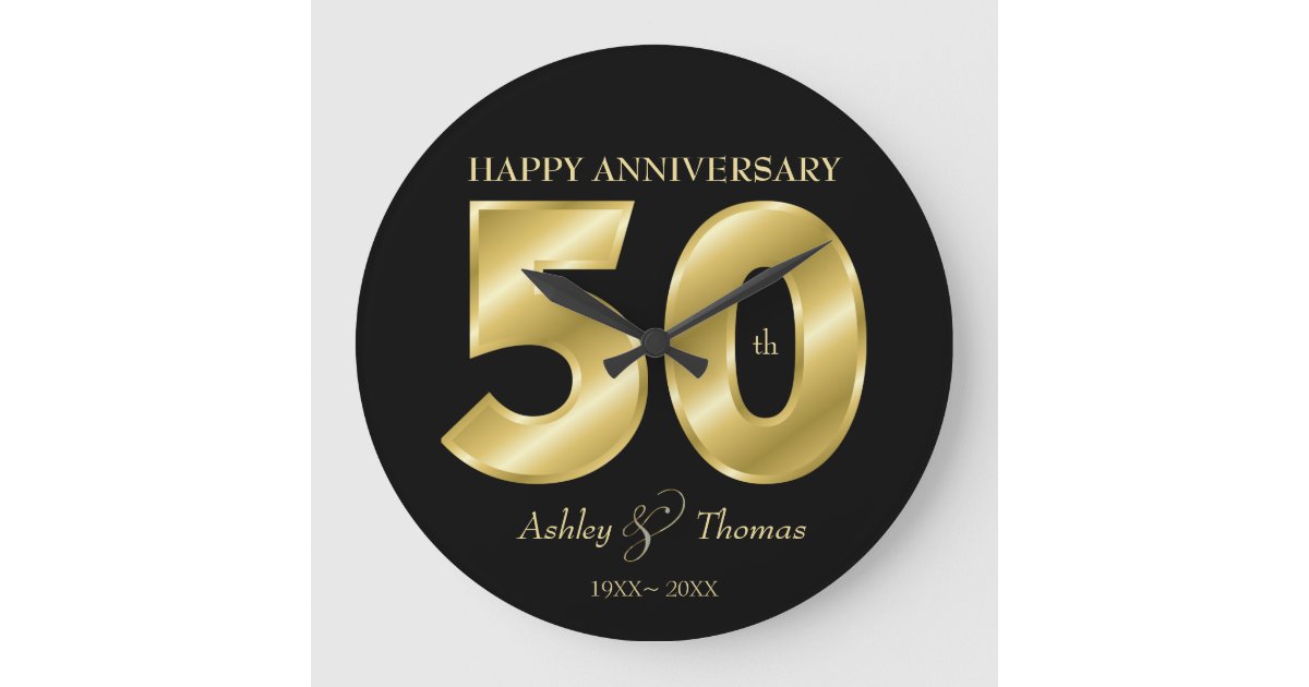 Shiny Golden Numbers Large Clock | Zazzle