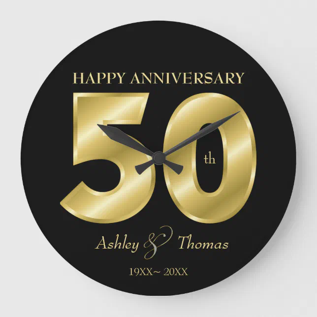 Shiny Golden Numbers Large Clock | Zazzle