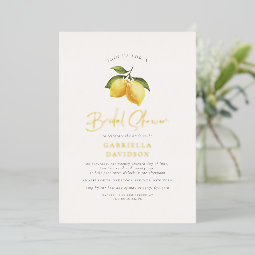 Shiny Lemon & Mediterranean Tiles Bridal Shower Foil Invitation | Zazzle