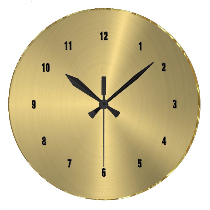 Shiny Metallic Faux Gold Background Large Clock | Zazzle.com