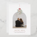 Shiny Mistletoe Magic Minimal Arch Photo Christmas Foil Holiday Card ...