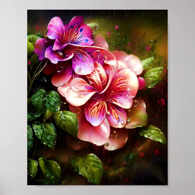 Shiny pink blooms poster | Zazzle