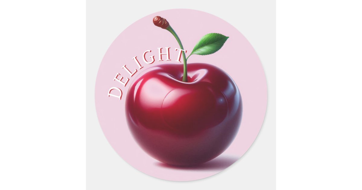 Shiny Red Cherry Delight Classic Round Sticker | Zazzle