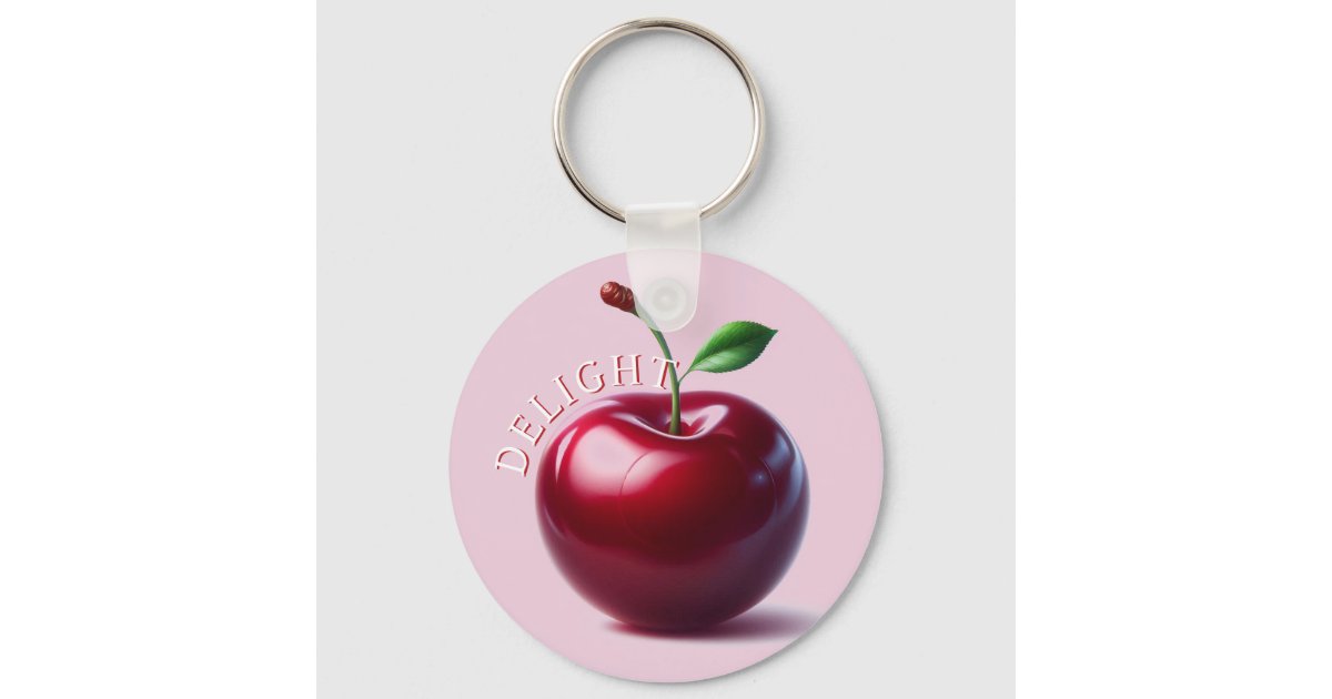 Shiny Red Cherry Delight Keychain | Zazzle