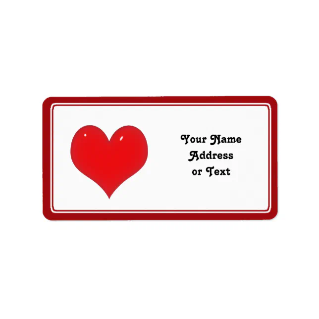 Shiny Red Heart of Love Label | Zazzle