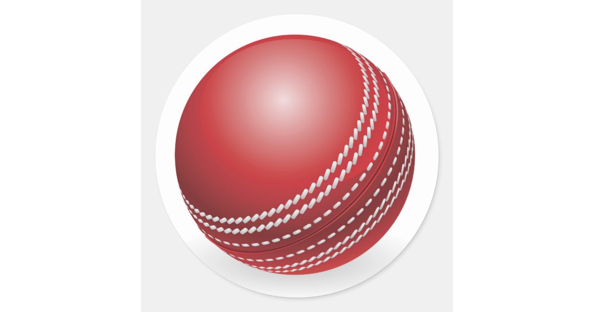 Shiny red traditional cricket ball classic round sticker | Zazzle
