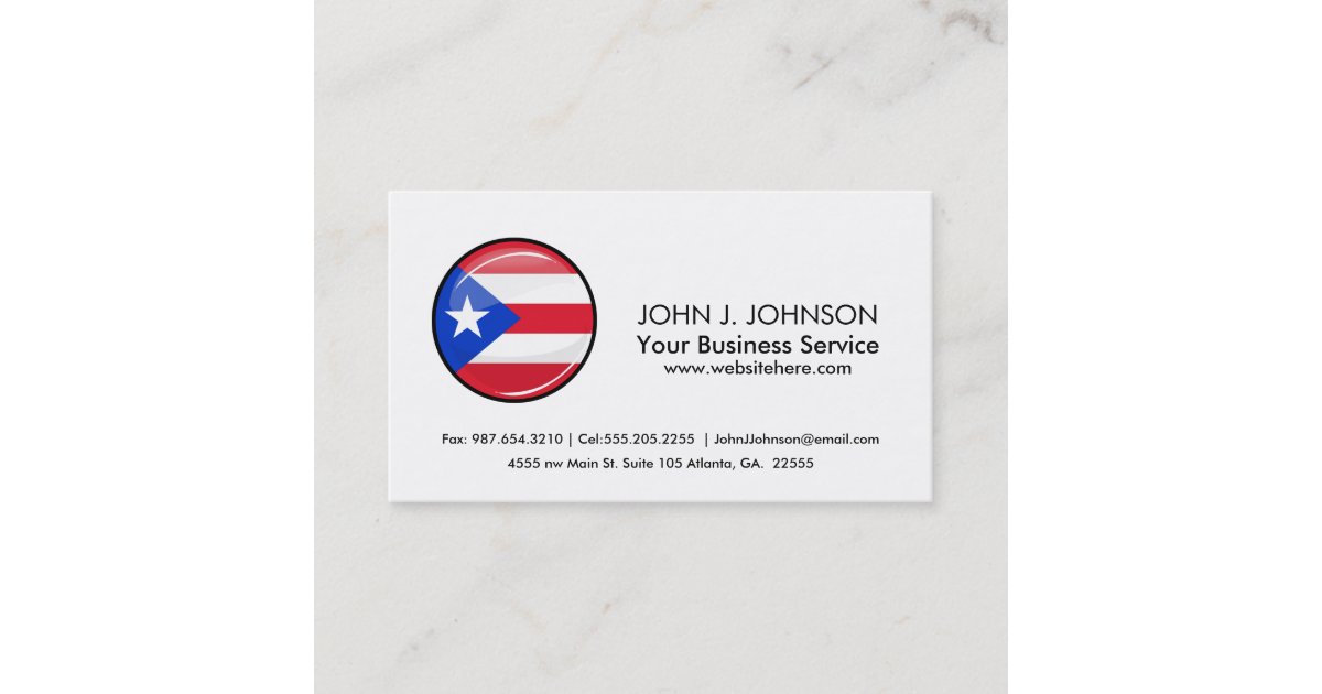 Shiny Round Puerto Rican Flag Business Card | Zazzle