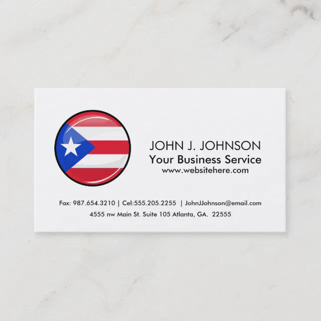 Shiny Round Puerto Rican Flag Business Card | Zazzle