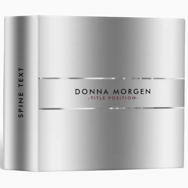 Shiny Silver-Gray Faux Stainless Steel 3 Ring Binder | Zazzle