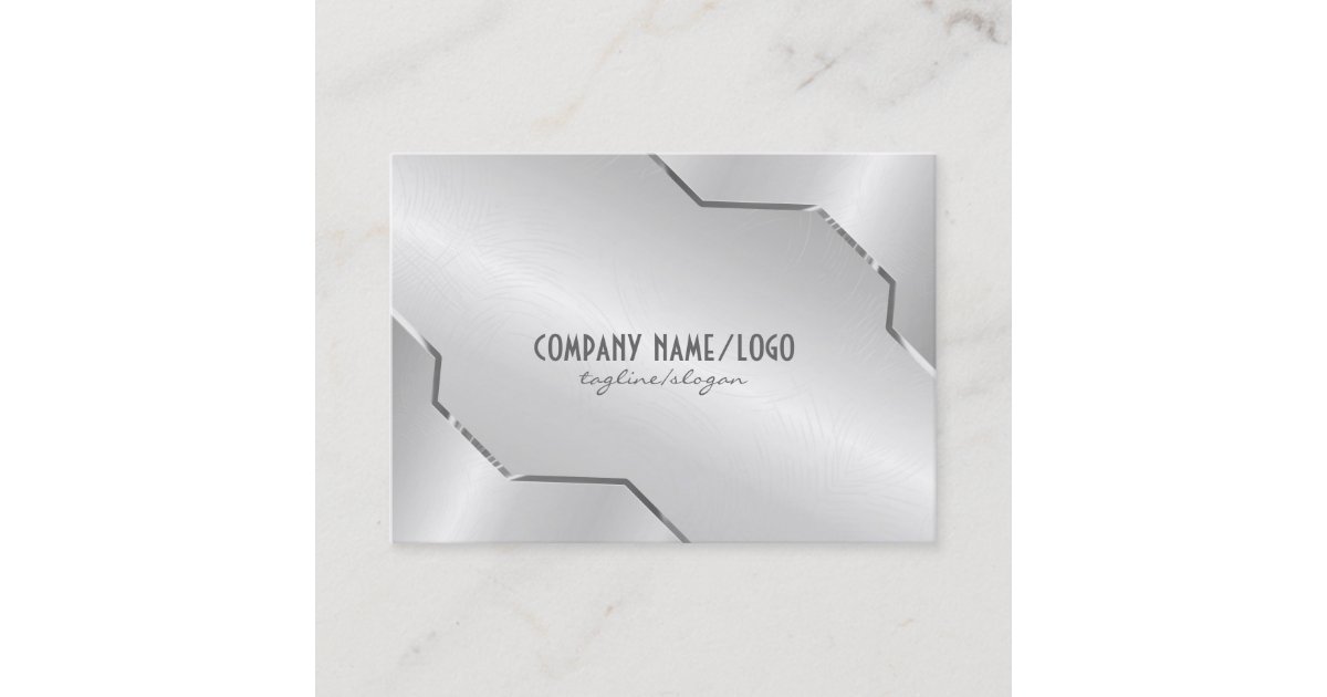 Shiny Silver Metallic Design- Stainless Steel Look Business Card | Zazzle