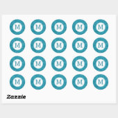 Shiny Turquoise Blue Glitter Monogrammed Classic Round Sticker | Zazzle