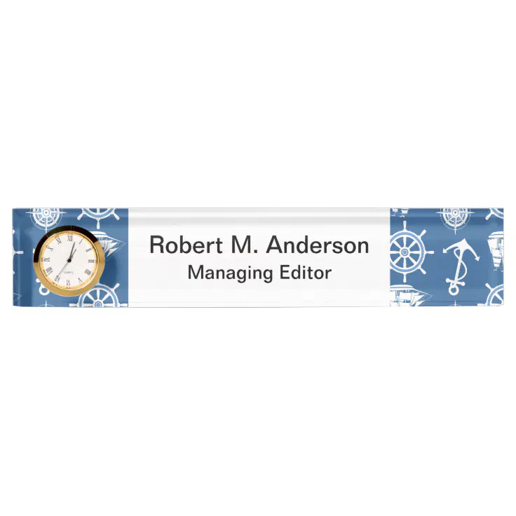 Ship Captain Nautical Blue and White Sailor Name Plate | Zazzle