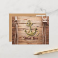ship dock beach anchor nautical wedding thank you postcard | Zazzle