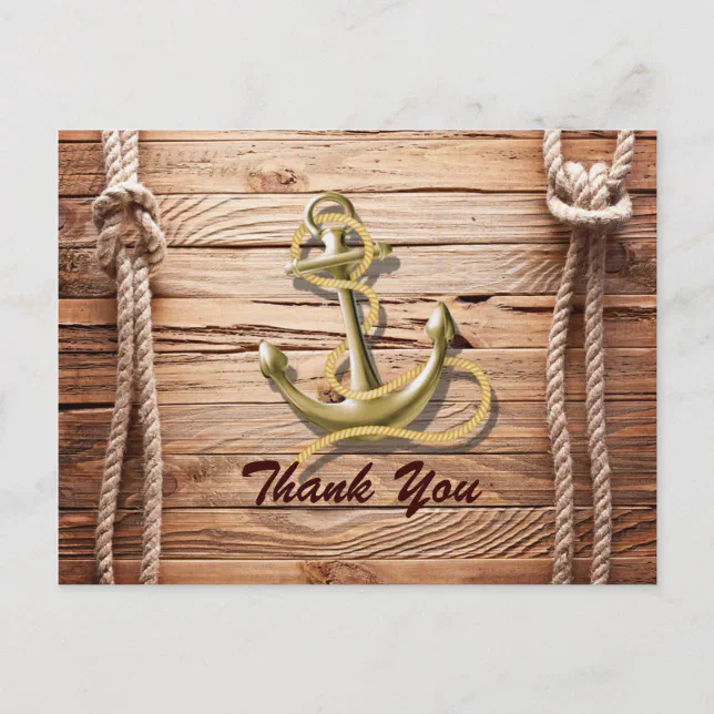 ship dock beach anchor nautical wedding thank you postcard | Zazzle