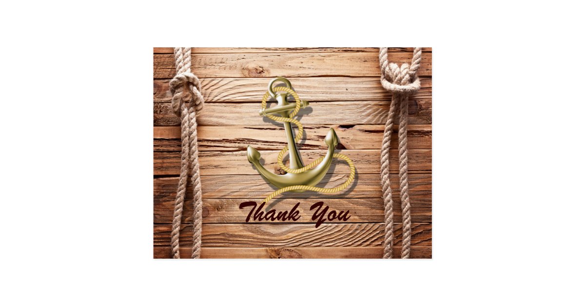 ship dock beach anchor nautical wedding thank you postcard | Zazzle.com