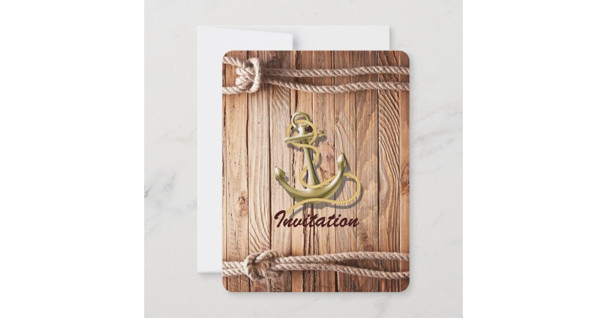 ship dock wood beach anchor nautical wedding invitation | Zazzle