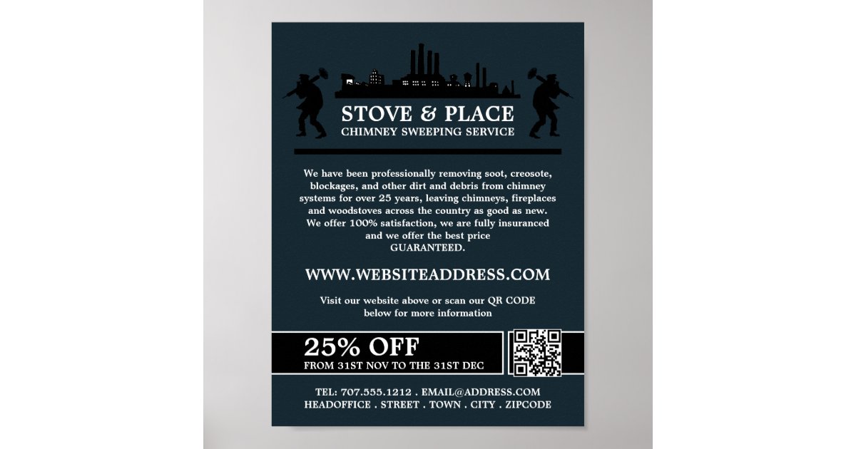 Ship & Sweepers Design, Chimney Sweeping Service Poster | Zazzle