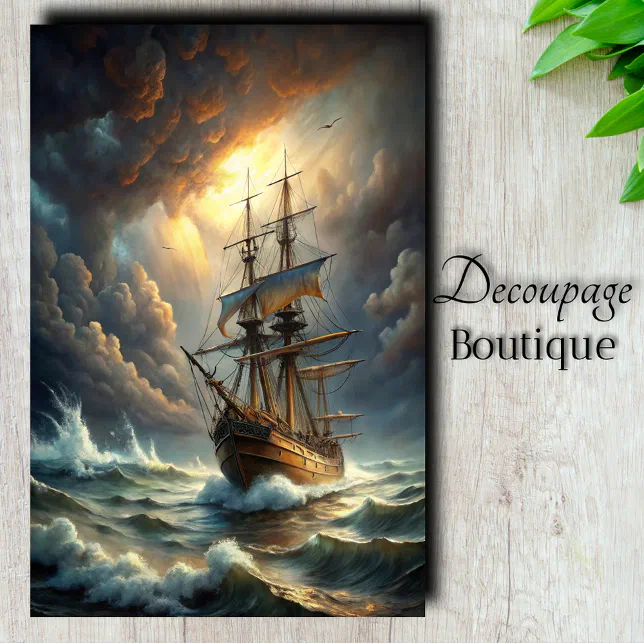 Ship Through Storm Decoupage Tissue Paper | Zazzle