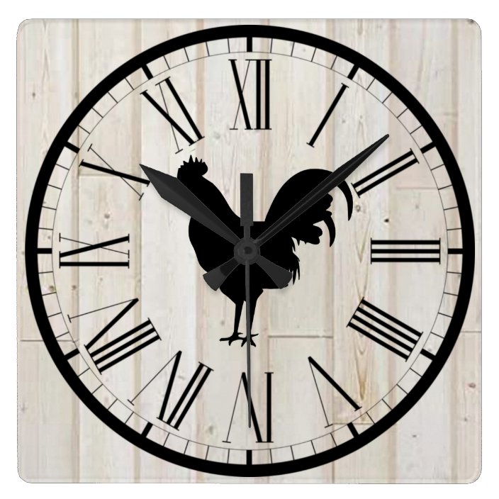 Shiplap Look Farmhouse Rooster Design Wall Clock | Zazzle.com