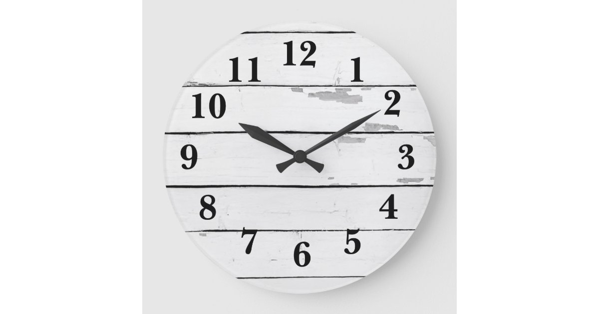 Shiplap Rustic Farmhouse Large Clock | Zazzle