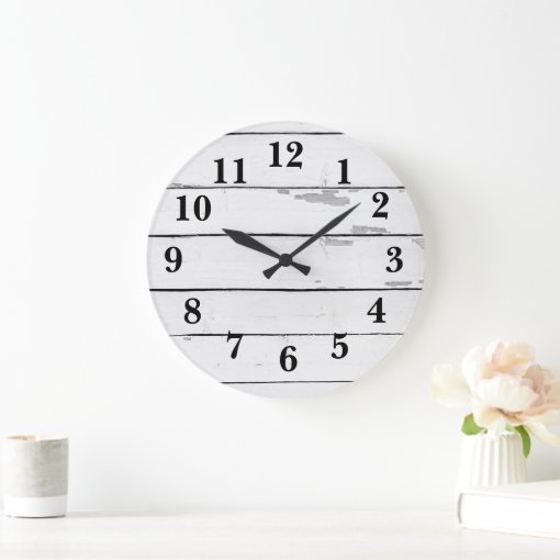 Shiplap Rustic Farmhouse Large Clock | Zazzle