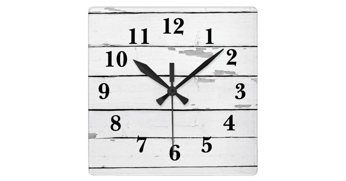 Shiplap Rustic Farmhouse Square Wall Clock | Zazzle.com