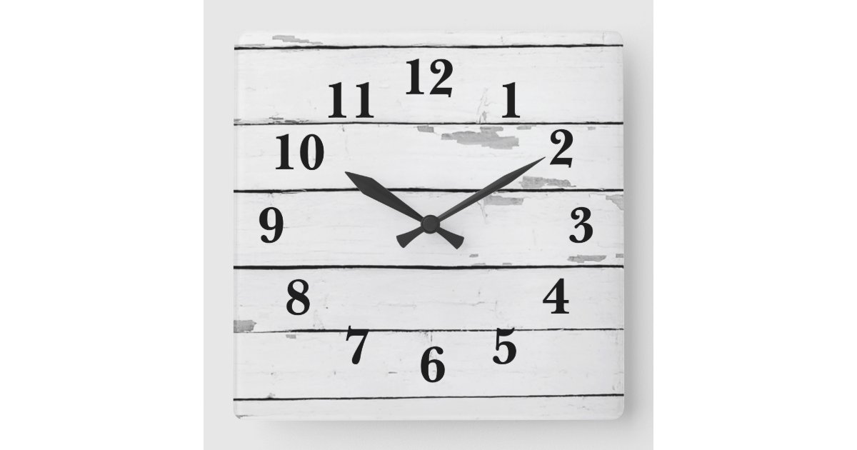 Shiplap Rustic Farmhouse Square Wall Clock | Zazzle