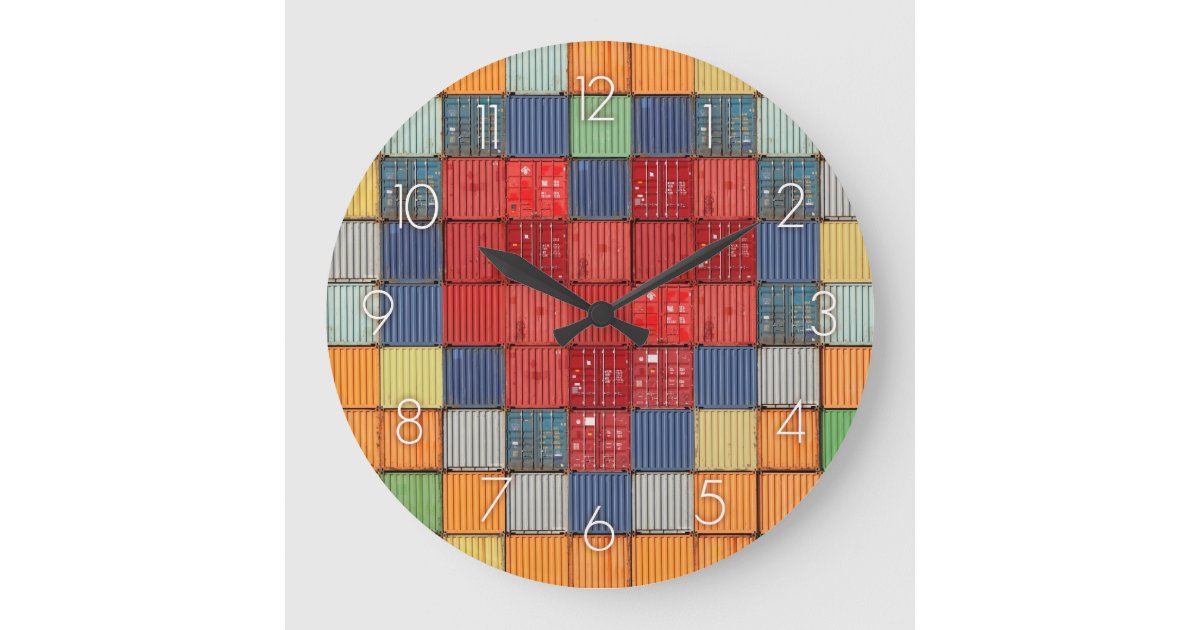 Shipping Container Heart Large Clock | Zazzle