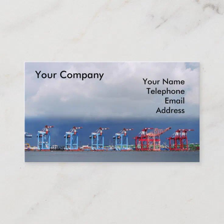 Shipping Cranes and Containers Business Card | Zazzle