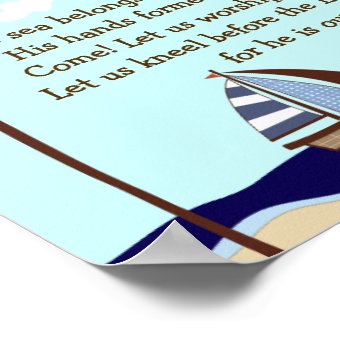 Ships Ahoy Nautical Bible Verse Wall Print | Zazzle