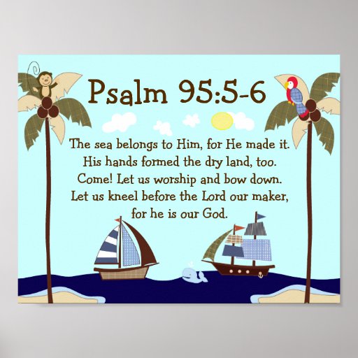 Ships Ahoy Nautical Bible Verse Wall Print | Zazzle.com