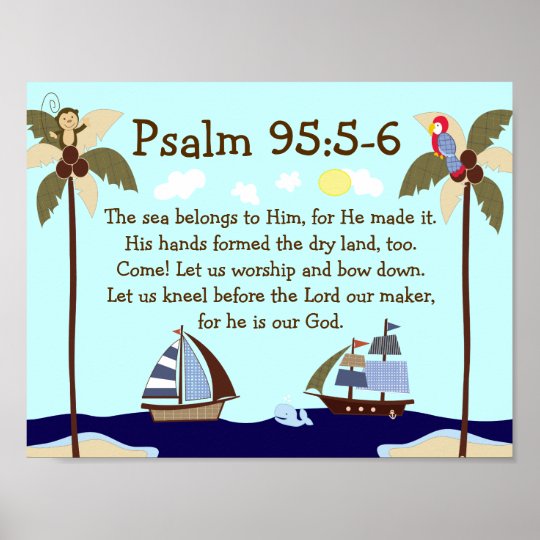 Ships Ahoy Nautical Bible Verse Wall Print | Zazzle.com