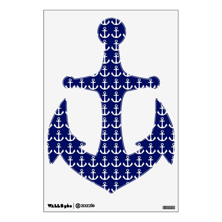 Ship's Anchor Blue and White Nautical Wall Decal | Zazzle