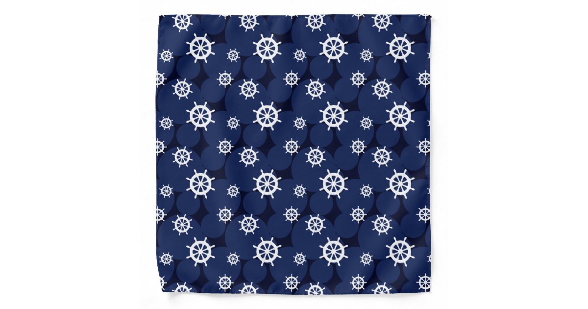 Ships Wheel Navy Blue and White Cruising Bandana | Zazzle
