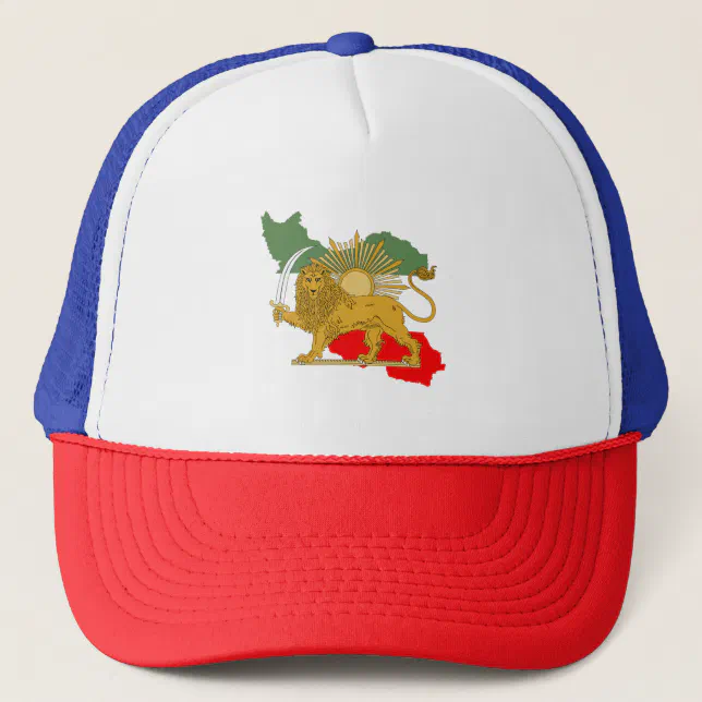 Shir o Khorshid - Lion and Sun - Flag of Iran Trucker Hat | Zazzle
