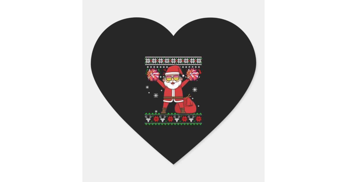 Shirt Christmas Cheerleading Santa Claus Heart Sticker | Zazzle