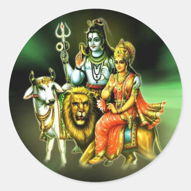 SHIVA AND PARVATHI CLASSIC ROUND STICKER | Zazzle