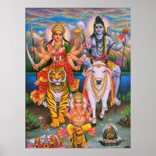 Shiva Parvati Ganesha Poster | Zazzle