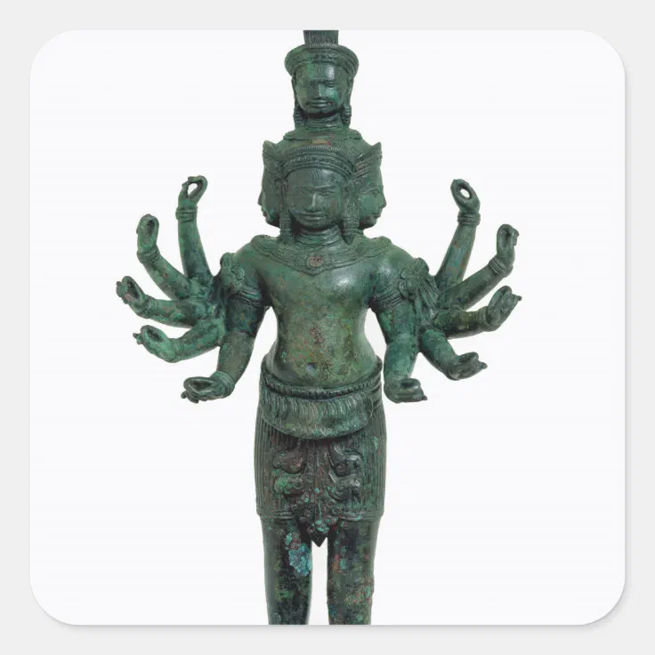 Shiva with many arms and heads, Angkor Square Sticker | Zazzle