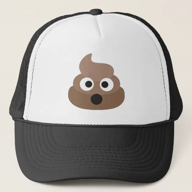 Shocked poop-emoji - Poo cartoon design Trucker Hat | Zazzle