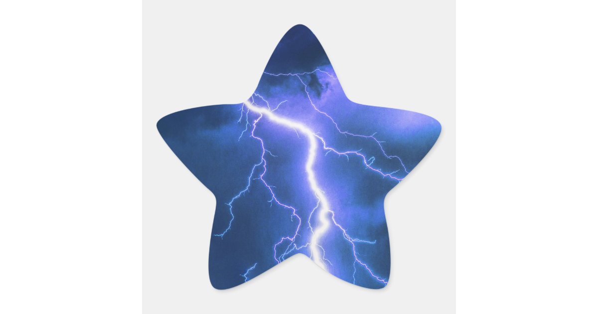 Shocking Lightning Strike Star Sticker | Zazzle